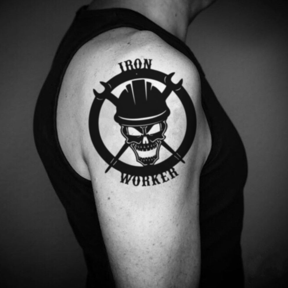Ironworker Temporary Tattoo Sticker - OhMyTat