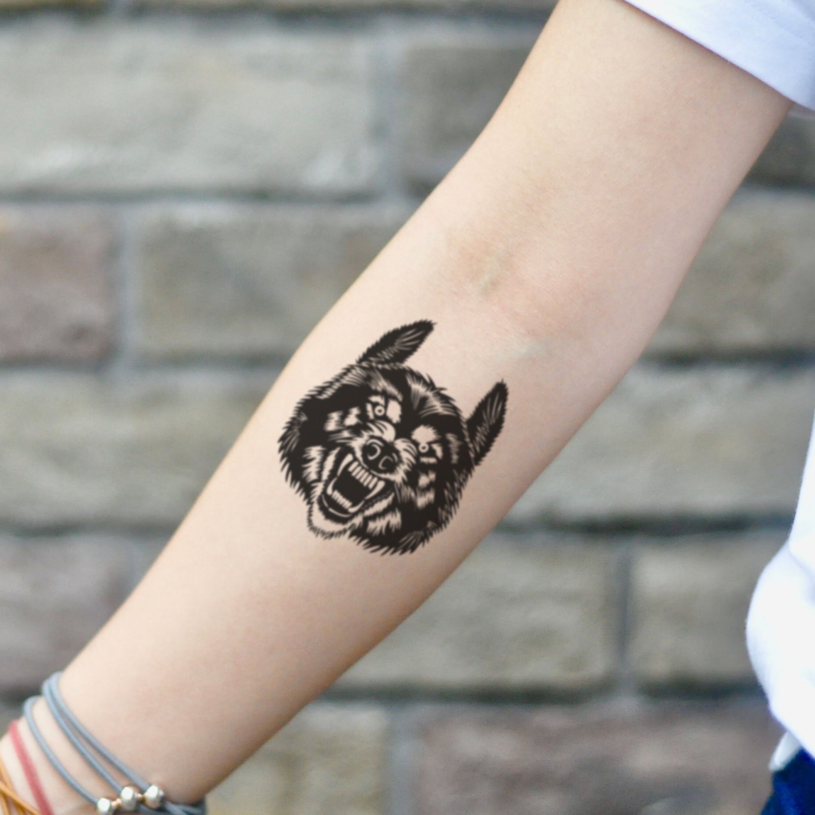 Angry Wolf Temporary Tattoo Sticker - OhMyTat