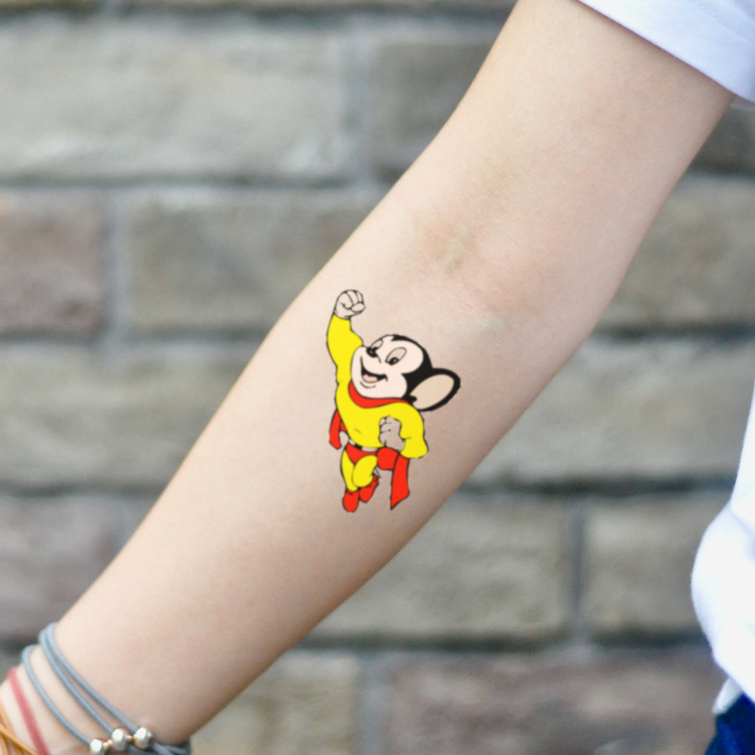 Mighty Mouse Temporary Tattoo Sticker - OhMyTat