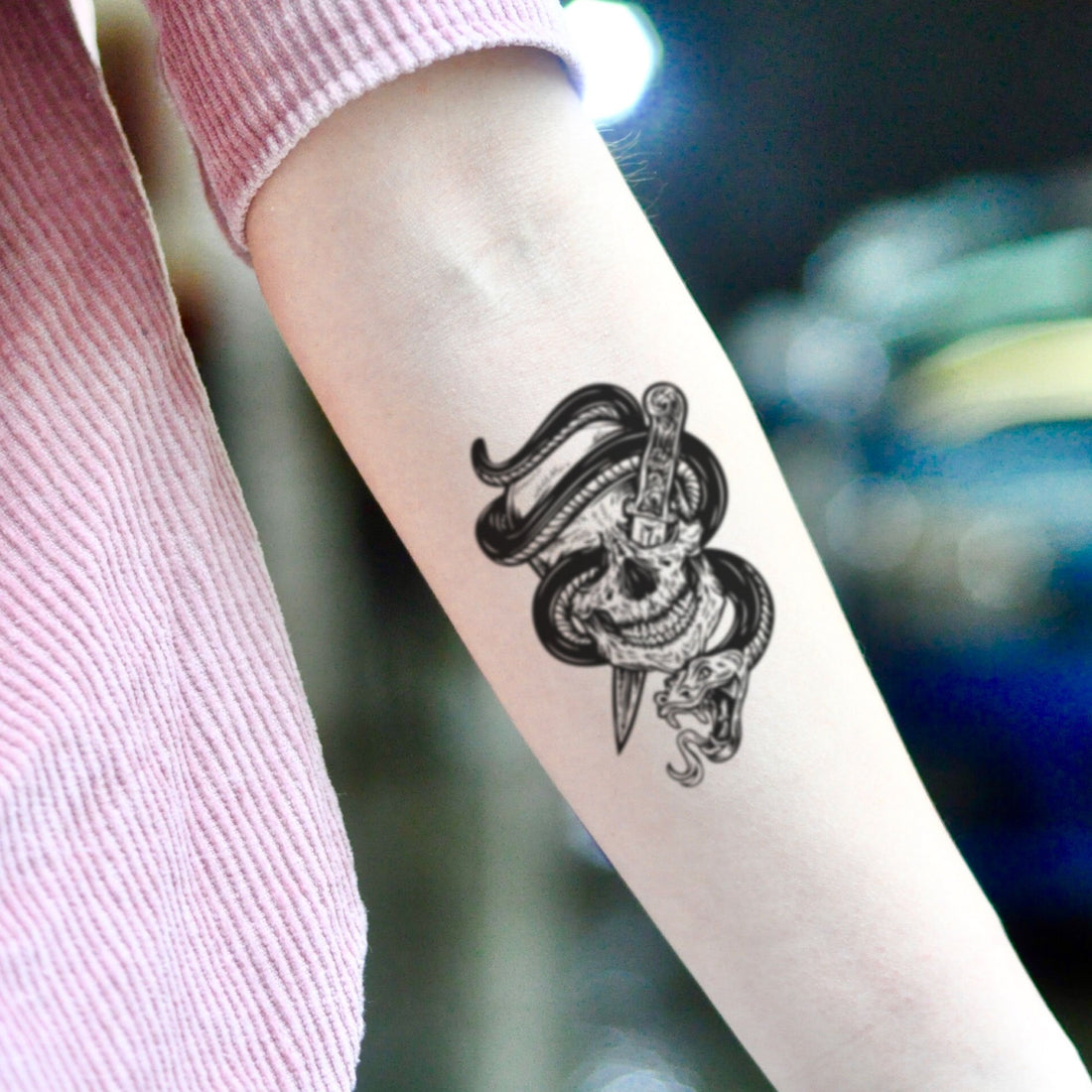 Snake Skull Temporary Tattoo Sticker - OhMyTat