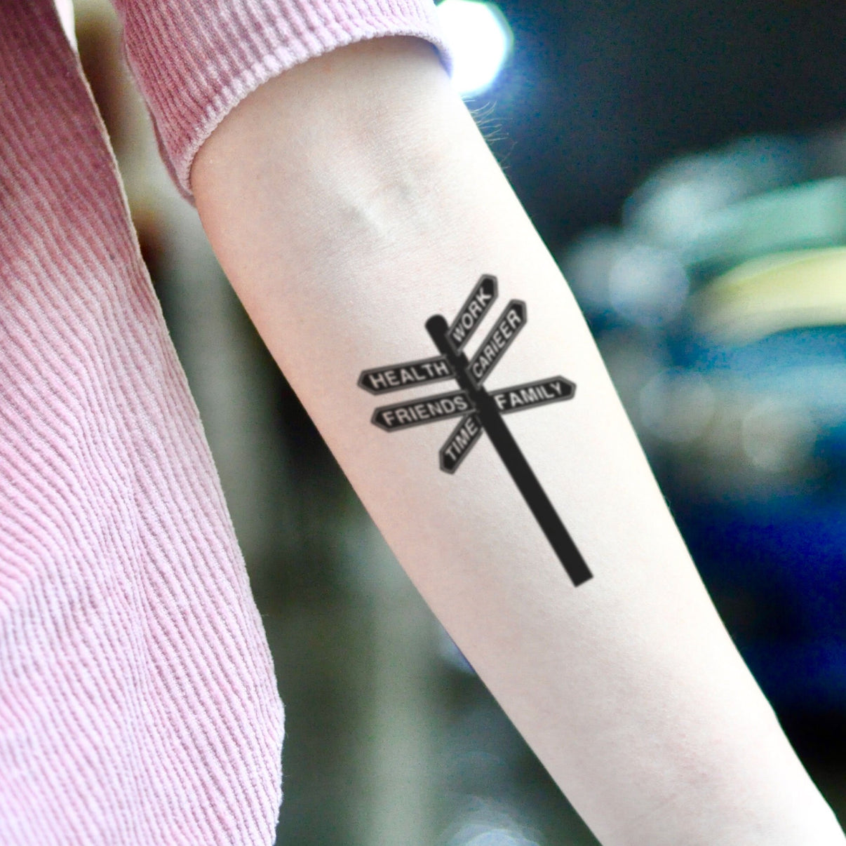 Street Sign Temporary Tattoo Sticker - OhMyTat